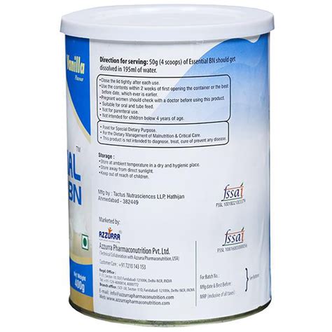 Essential Bn Vanilla Flavoured Powder 400 Gm Tin Price Uses Side Effects Composition