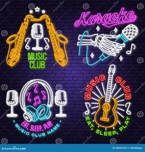 Retro Music Neon Poster Banner Neon Sign Emblem Bright Signboard