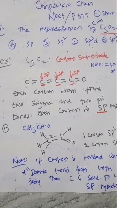 Neet Jee Focus The Hybridization Of C In C3o2 Exemplary Qn