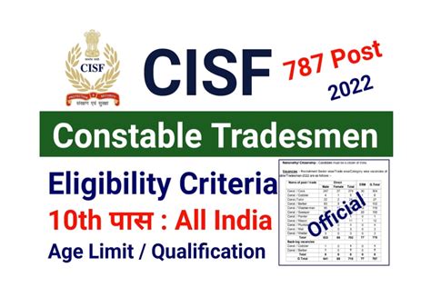 Cisf Constable Tradesman Recruitment 2022 Notification Kgt Academy