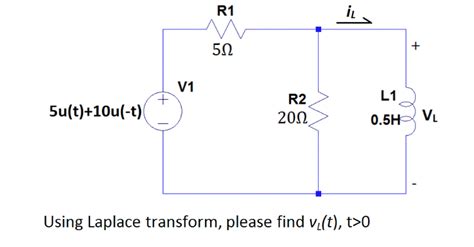 solved using laplace transform please find v l t t 0