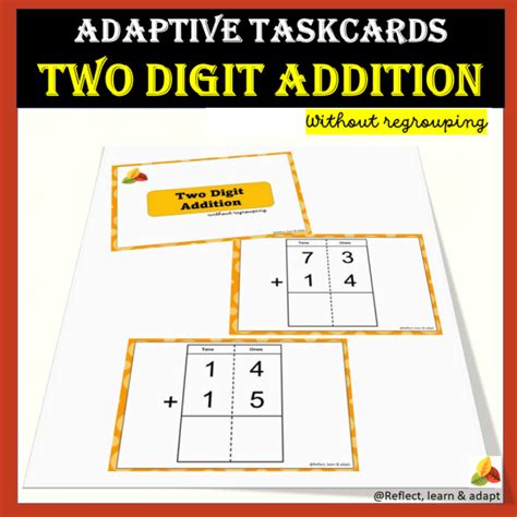 Two Digit Addition Without Regrouping Adaptive Math Fluency Taskcards Made By Teachers