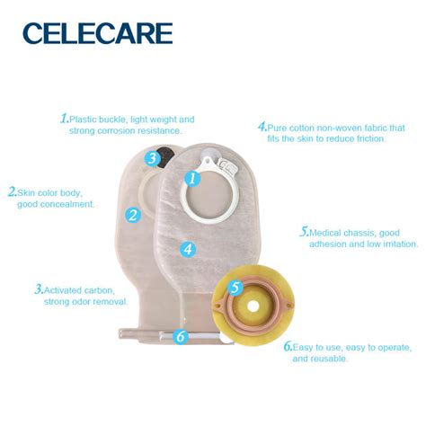 Celecare Two Piece Colostomy Bag Colonoscopy Bag 0stomy Supplies 10pcs