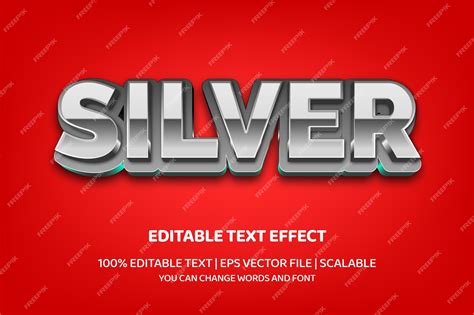 Premium Vector Silver Editable Text Effect