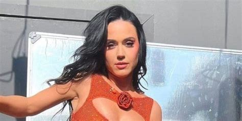 Katy Perry Wore A Sheer Orange Two Piece Set Littered With A Trio Of