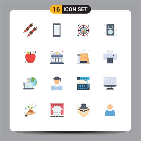 16 Universal Flat Color Signs Symbols Of Apple Ipod Chart Songs Trend Editable Pack Of Creative