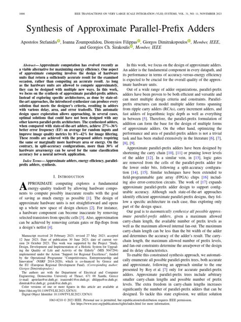 Synthesis Of Approximate Parallel Prefix Adders Pdf Field