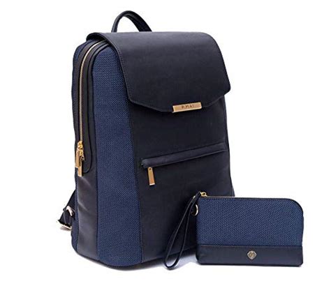 Pmai Premium Valletta Leather Laptop Backpack For Women With Wristlet