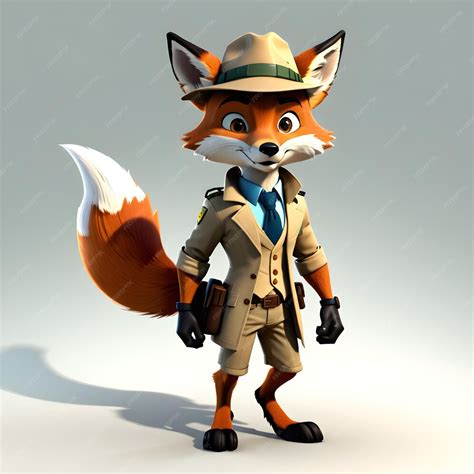 Premium Ai Image Detective Fox Dressed As A Safari Hunter With Hat