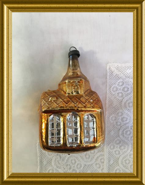 Antique Glass Christmas Ornament Church