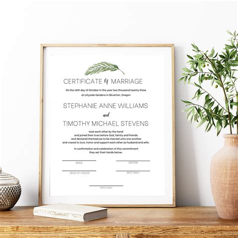 Editable Marriage Certificate Template Printable Marriage Certificate