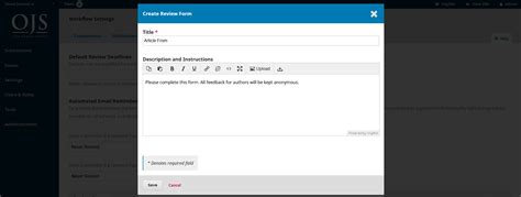 Workflow Settings Open Journal Systems