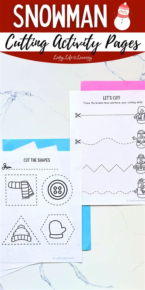 Enhance Fine Motor Skills With Snowman Cutting Activity Pages