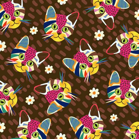 Cute Cat Repeating Face Surface Background Pattern 4977632 Vector Art