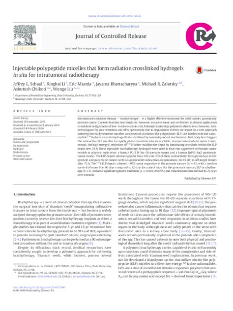 Pdf Injectable Polypeptide Micelles That Form Radiation Crosslinked