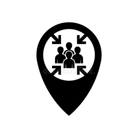 People Gathering Point Vector Icon Pointer For A Map With A Group Of People And Assembly Point