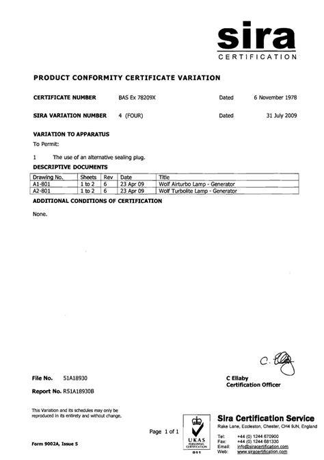Non Atex Sira Certificate Wolf Safety Lamp Company