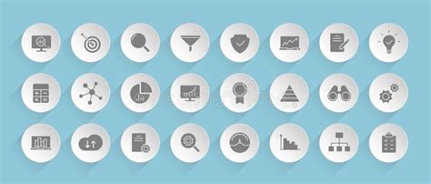 Data Analytics Vector Icons On Round Puffy Paper Circles Stock Vector Illustration Of Business