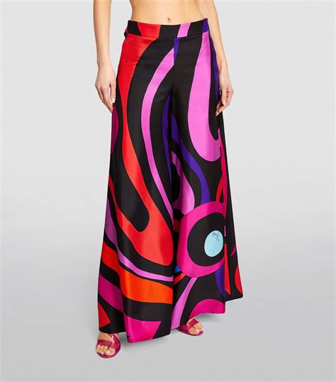 Womens Pucci Multi Marmo Print Wide Leg Trousers Harrods Uk