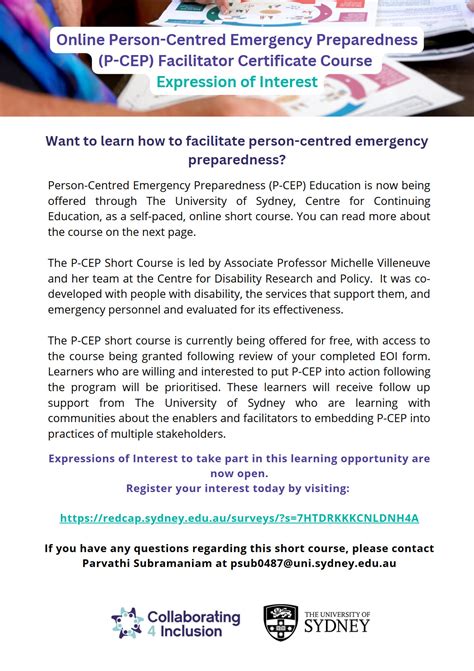 Person Centred Emergency Preparedness P CEP Short Course Collaborating Inclusion