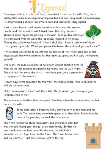 Rapunzel Reading Comprehension Teaching Resources