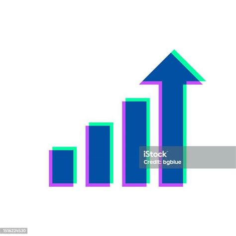 성장하는 그래프 흰색 배경에 두 가지 색상이 오버레이된 아이콘 0명에 대한 스톡 벡터 아트 및 기타 이미지 0명 3차원