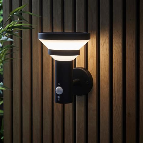 Halton Matt Black With White Diffuser Solar Powered Wall Light