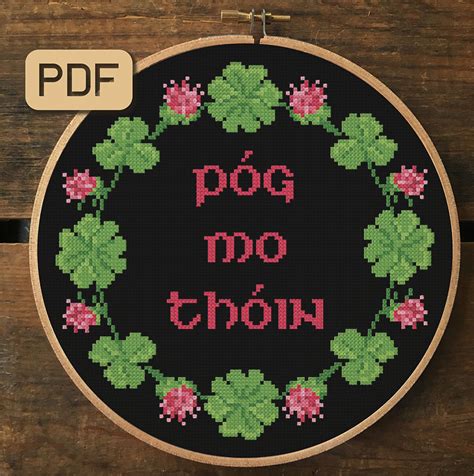 Pog Mo Thoin Gaelic Cross Stitch Pattern Funny Cross Stitch Etsy