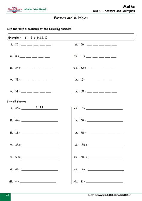 Factors Worksheets Printable Factors And Multiples Worksheets Worksheets Library
