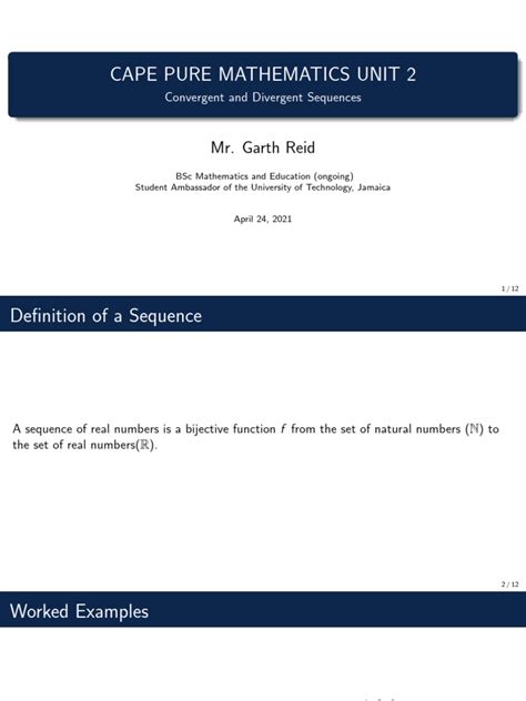 Convergence And Divergence Of Sequences Pdf Sequence Function
