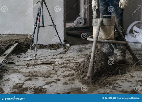 Sand And Cement Floor Screed Floor Screed Tools And Devices Stock