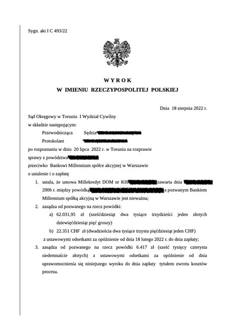 Wygrana Z Millennium Bank Kancelaria Prawna Brodniccy