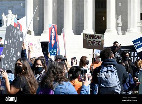 Protest Groups In Front Of Supreme Court Building In Washington Dc