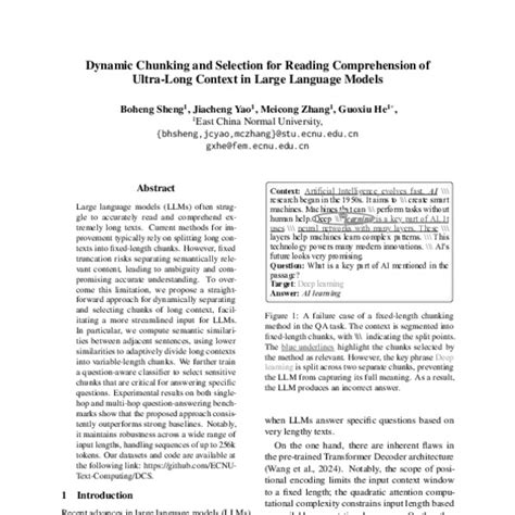 Dynamic Chunking And Selection For Reading Comprehension Of Ultra Long