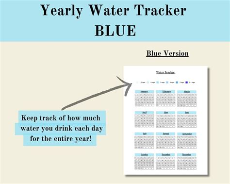 Water Tracker Printable Blue Hydration Tracker Habit Tracker Water Intake Blank Water Log