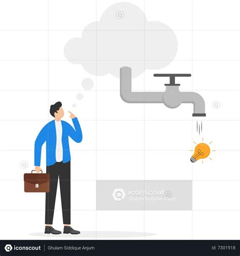 Businessman Thinking Bubble With Faucet To Get Light Bulb Idea Out Illustration Free Download