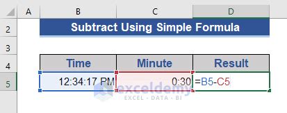 How To Subtract Minutes From The Time In Excel Methods Exceldemy