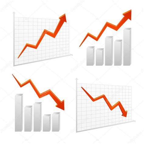 Set Vector Chart Graph Positive Negative Infographic Stock Vector