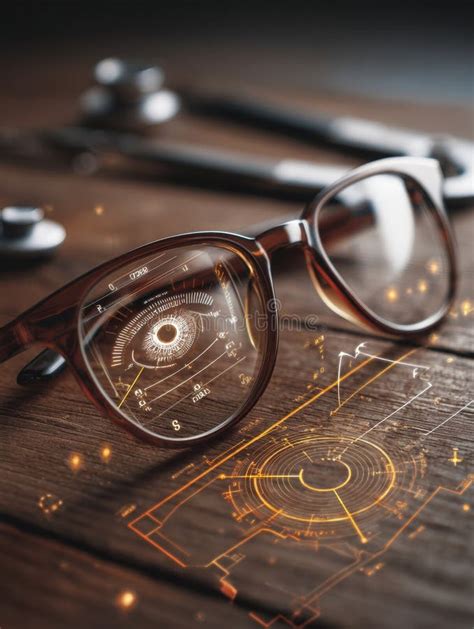 Modern Eyecare Tools Featuring Glasses And Digital Vision Scans In A