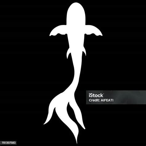 추상 손으로 그려진 된 잉어 물고기 실루엣 검은 배경에 고립입니다 손으로 그린 잉어 물고기입니다 일본 잉어 평면도 0명에 대한