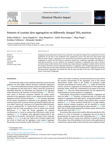 Pdf Features Of Cyanine Dyes Aggregation On Differently Charged Tio 2