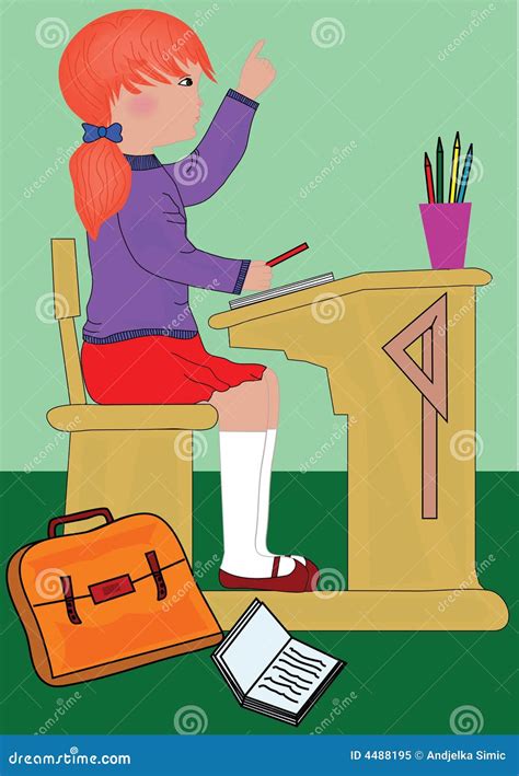 Girl Doing School Work Stock Vector Illustration Of Homework 4488195