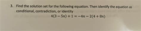 solved find the solution set for the following equation