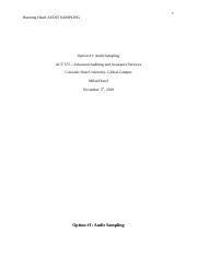 ACT 575 Module 4 Option 1 Audit Sampling Docx 1 Running Head AUDIT SAMPLING Option 1 Audit