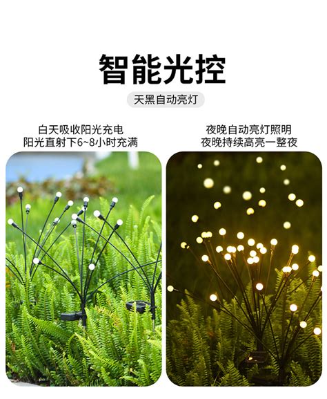 跨境太阳能草坪灯庭院灯led风动萤火虫地插灯花园装饰动态节日灯d 阿里巴巴
