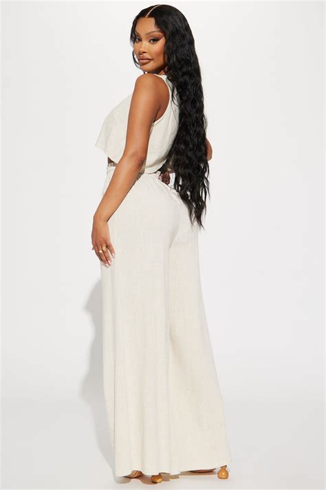 Day Dreaming Linen Pant Set Oatmeal Fashion Nova Matching Sets