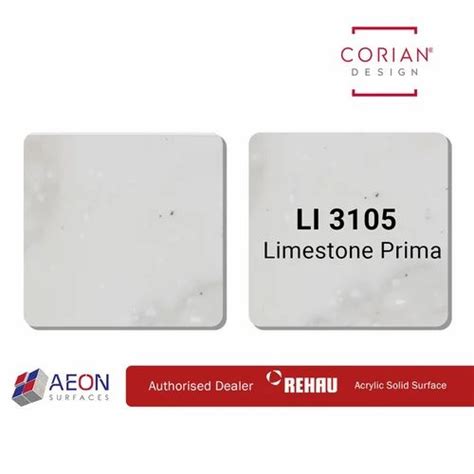 Corian Acrylic Solid Surface Limestone Prime Li3105 For Countertops Size 12mm12x25 At Rs