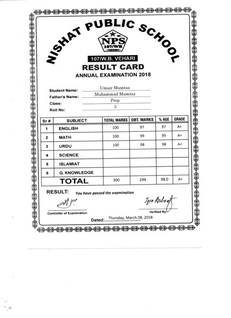 Make An Excel Sheet For Making Result Cards Of Schools By Fiazahmad696
