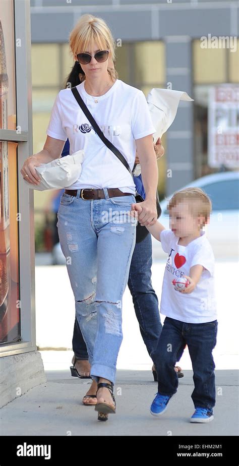 January Jones And Son Xander Out And About In Los Angeles Featuring