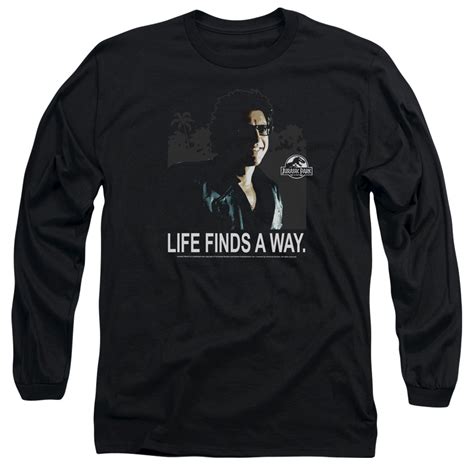 Jurassic Park Life Finds A Way Long Sleeve Adult 181 T Shirt Black